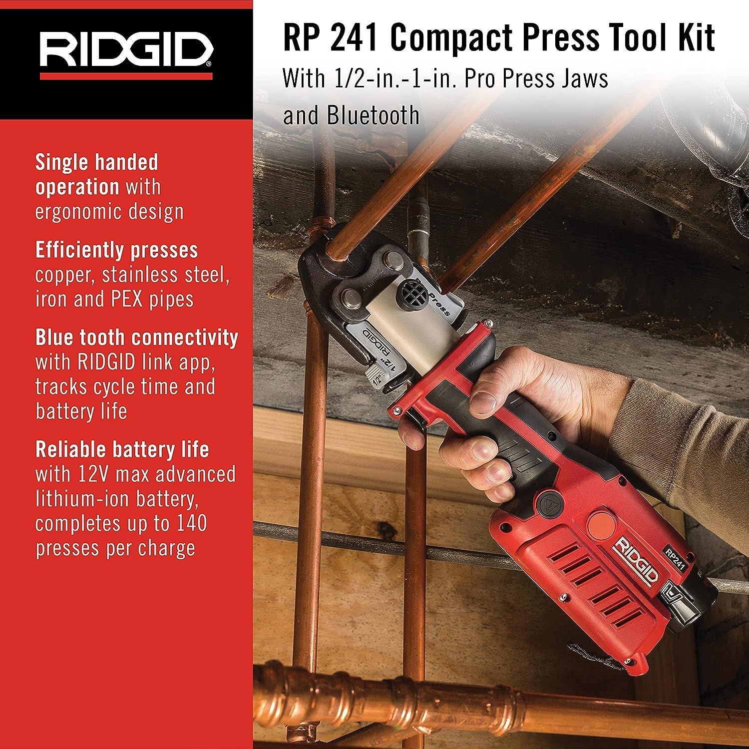 Mua RIDGID 57373 Model RP 241 Compact Press Tool Kit with 1/2" to 1 ...