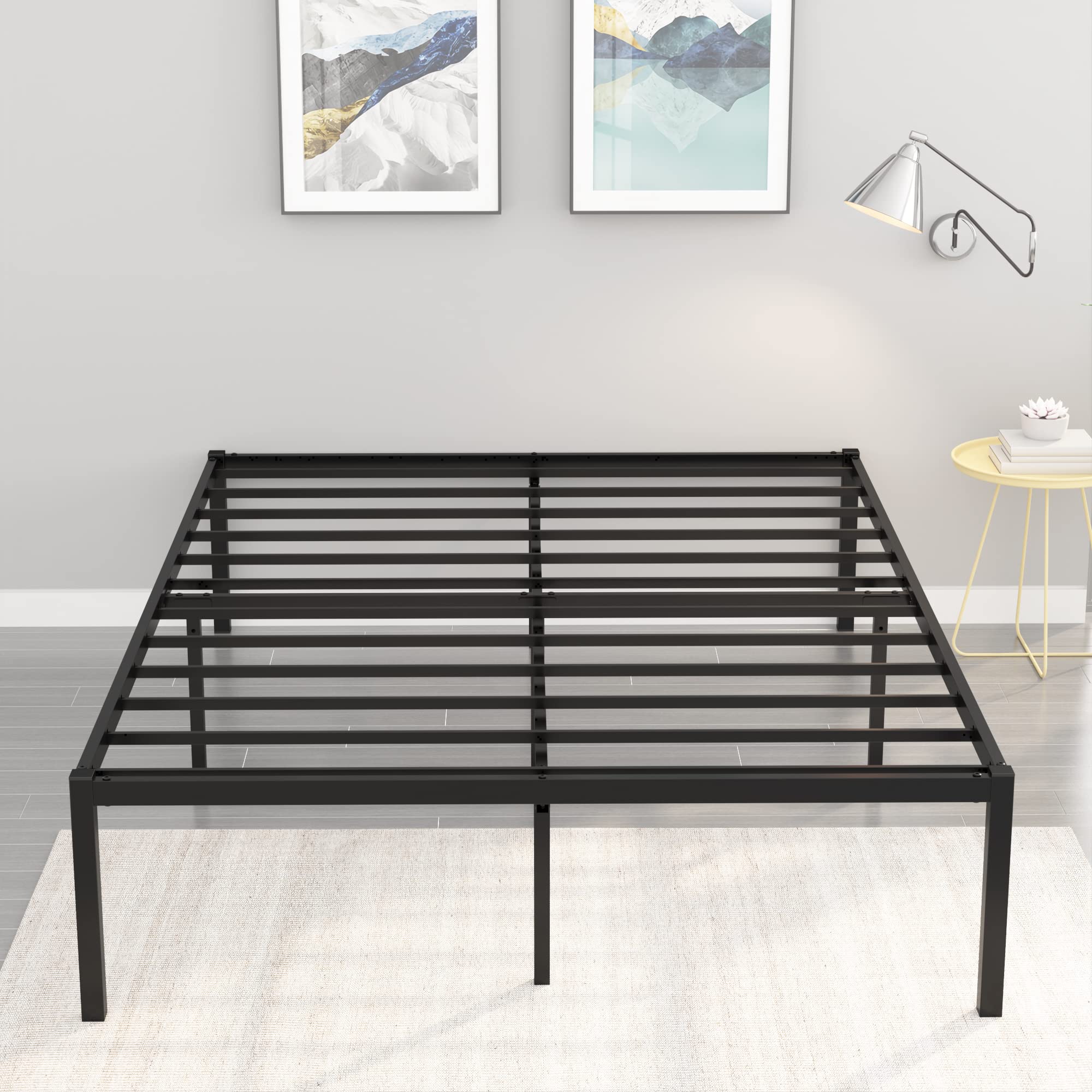Weehom King Bed Frame 16 Inch Metal Platform Bed Frames No Box Spring ...
