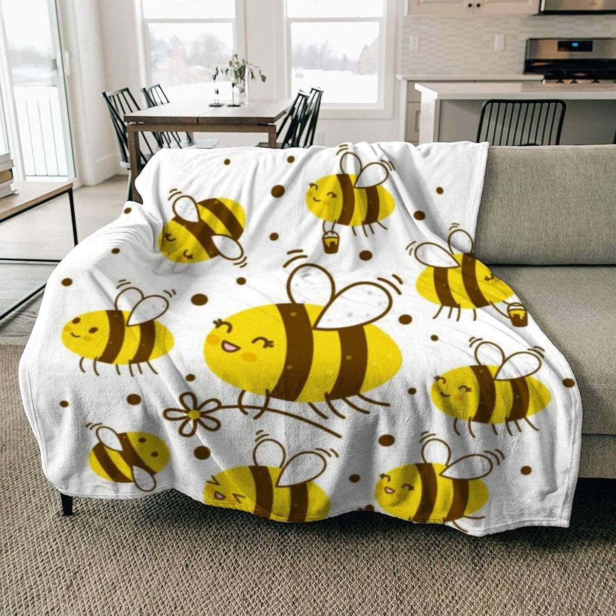 Fleece Blanket Cute Honey Bees Isolated on White bee Swarm Stock ...
