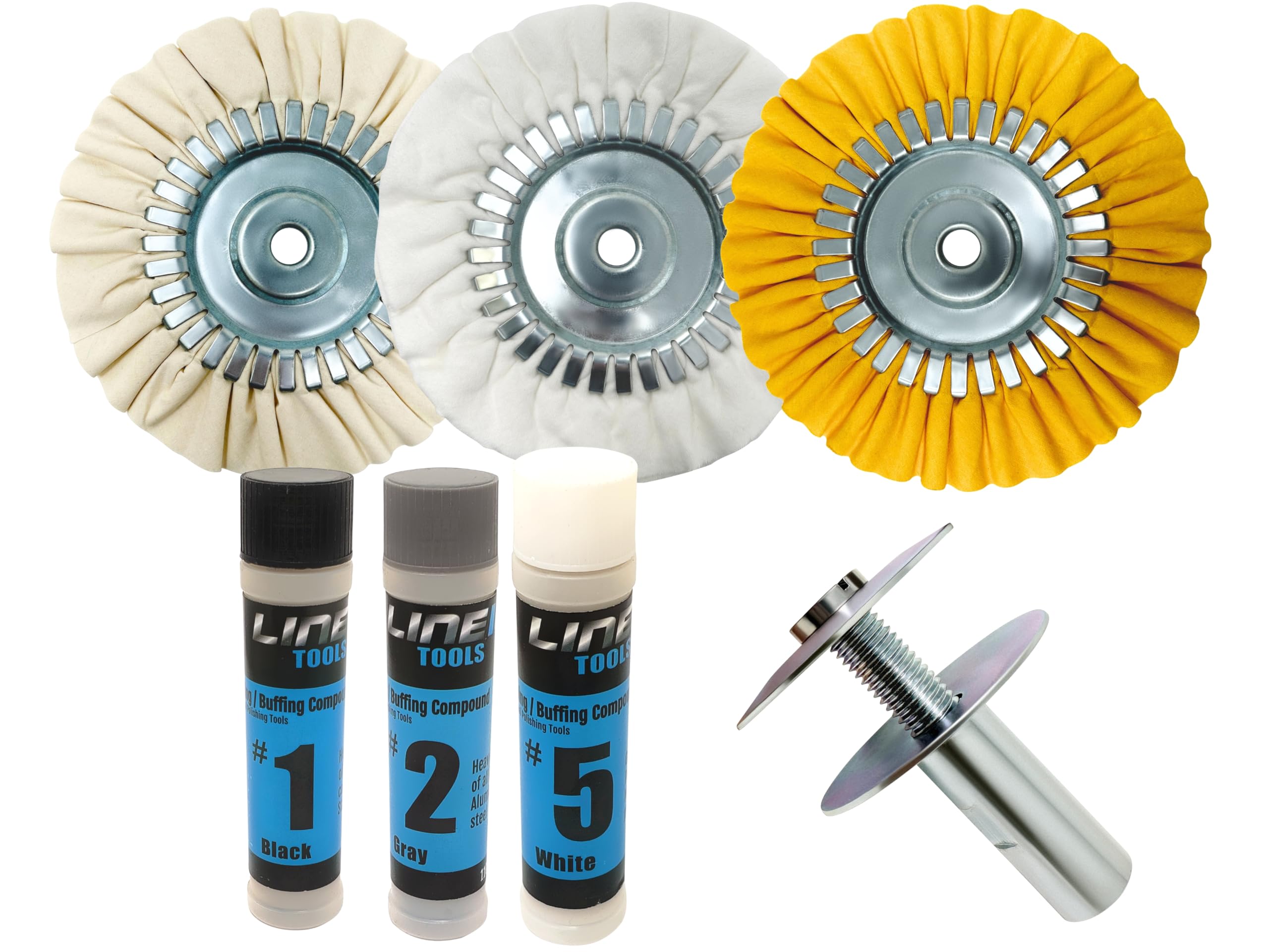 LINE10 Tools 8-inch Airway Buffing Wheel Kit with Three-Step Compound ...