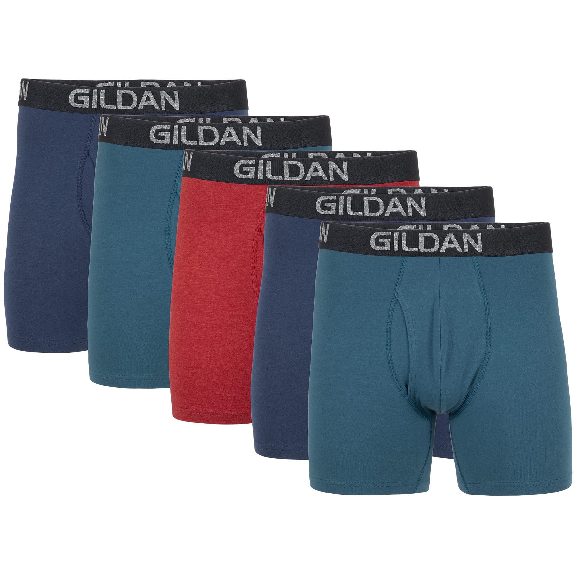 Gildan Men's Underwear Cotton Stretch Boxer Briefs, Multipack, Blue ...