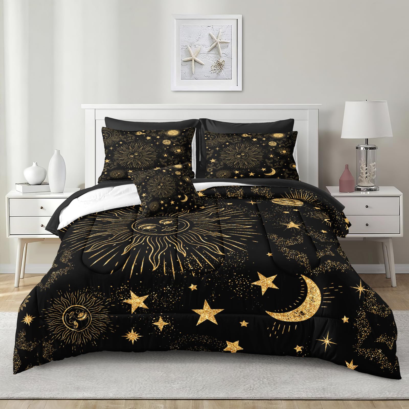 MOVE OVER 8 Pieces Bed in a Bag Sun and Moon Comforter Set Queen ...