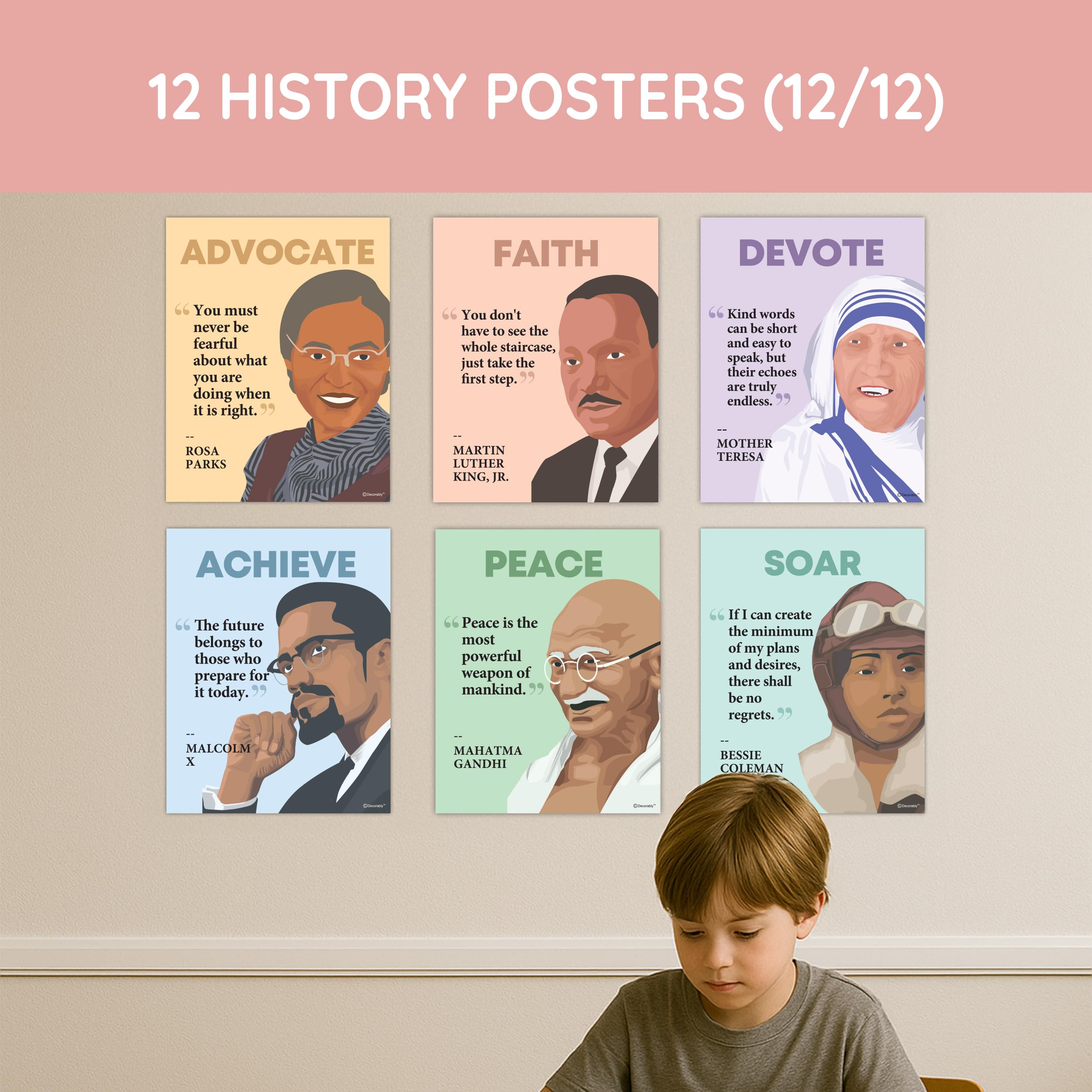 Mua Decorably 12 History Posters for Classroom, 11x14in Matte-Laminated ...