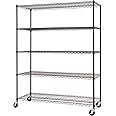 Amazon.com: TRINITY Basics 5-Tier Adjustable Wire Shelving with Wheels ...