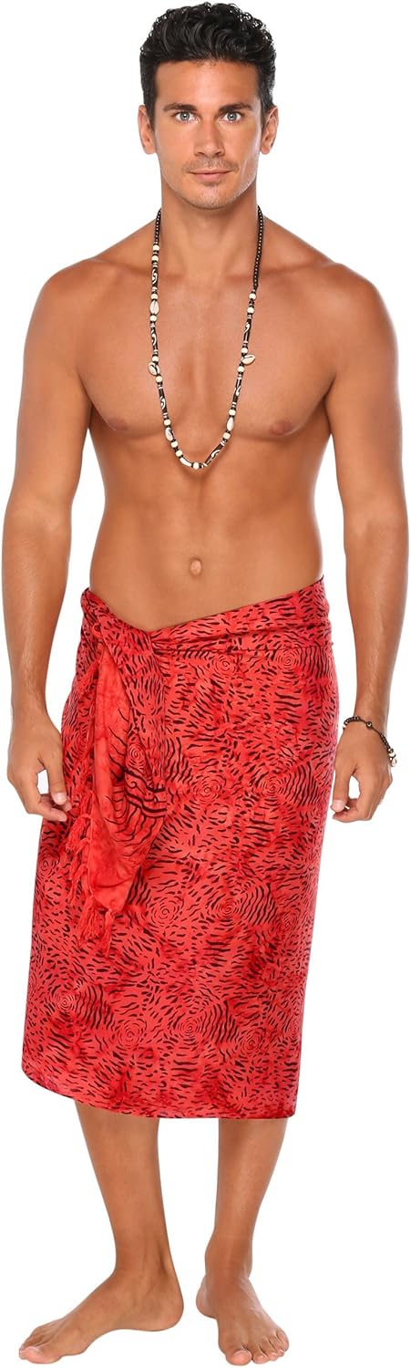 1 World Sarongs Mens Abstract Sarong in Red: Amazon.ca: Clothing ...
