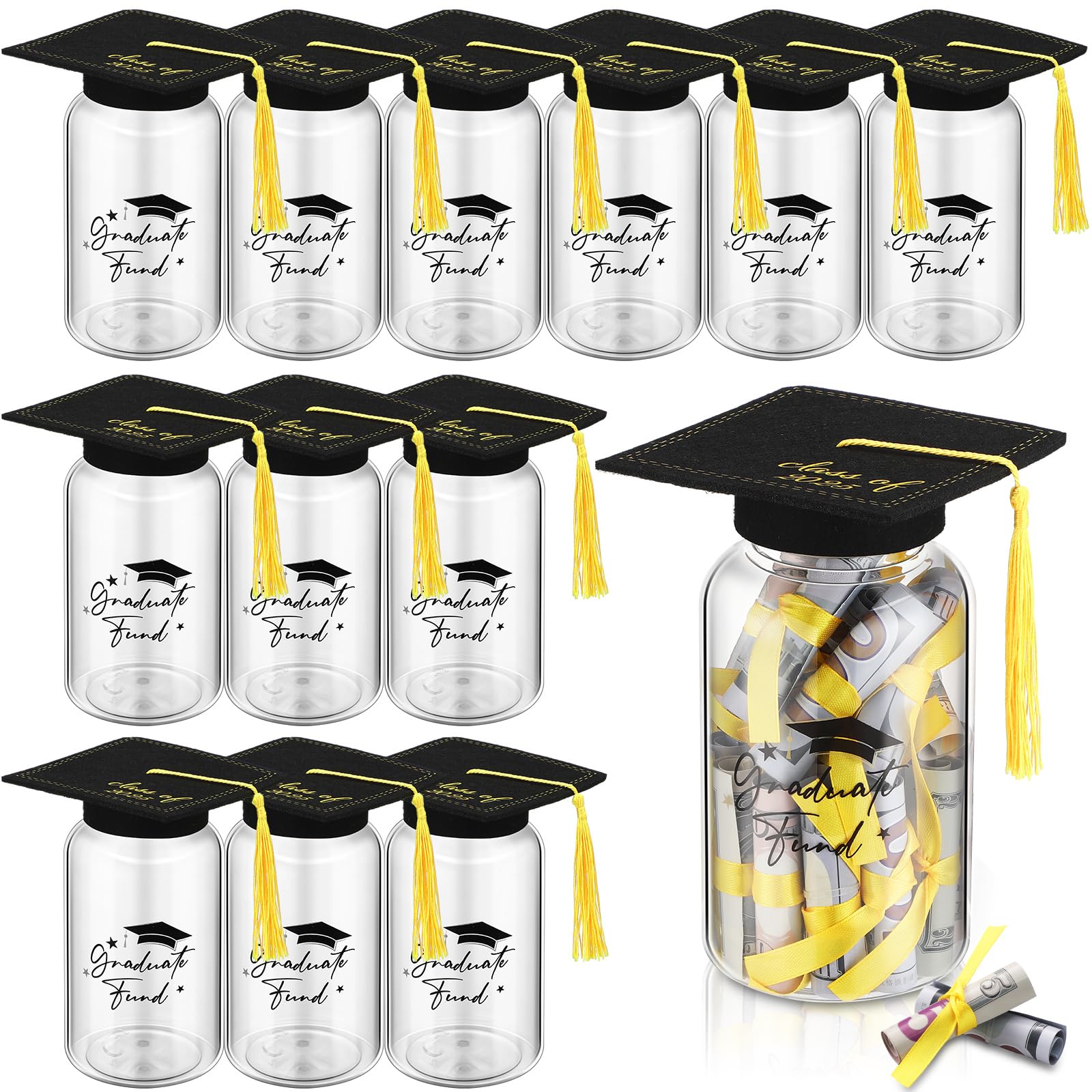 Mimorou 12 Sets 2025 Graduation Gifts Graduation Caps for Mason Jars ...