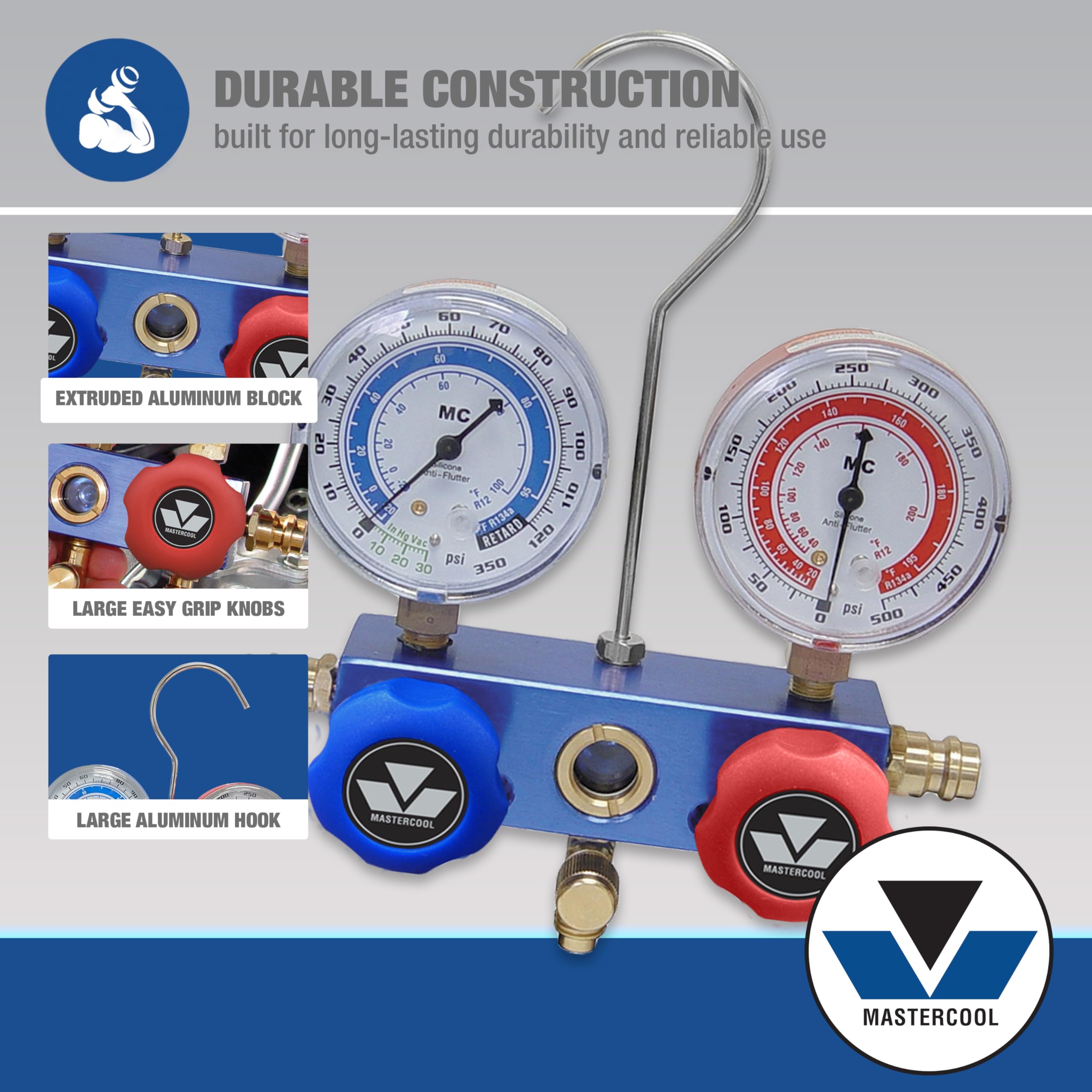 Mua Mastercool 98661-PRO R134a/R12 2-Way Aluminum Manifold Gauge Set ...