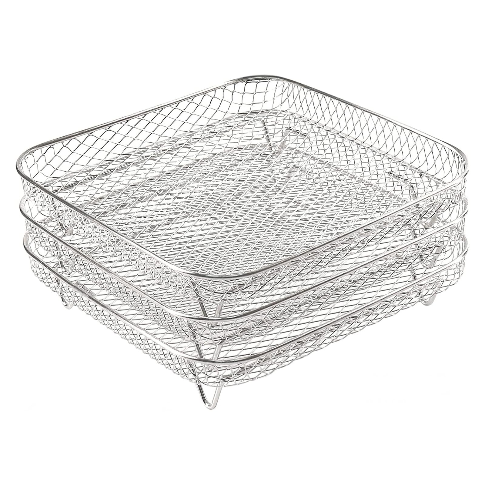 3 Layers Square Air Fryer Rack, 8 inch Dehydrator Rack Stainless Steel ...