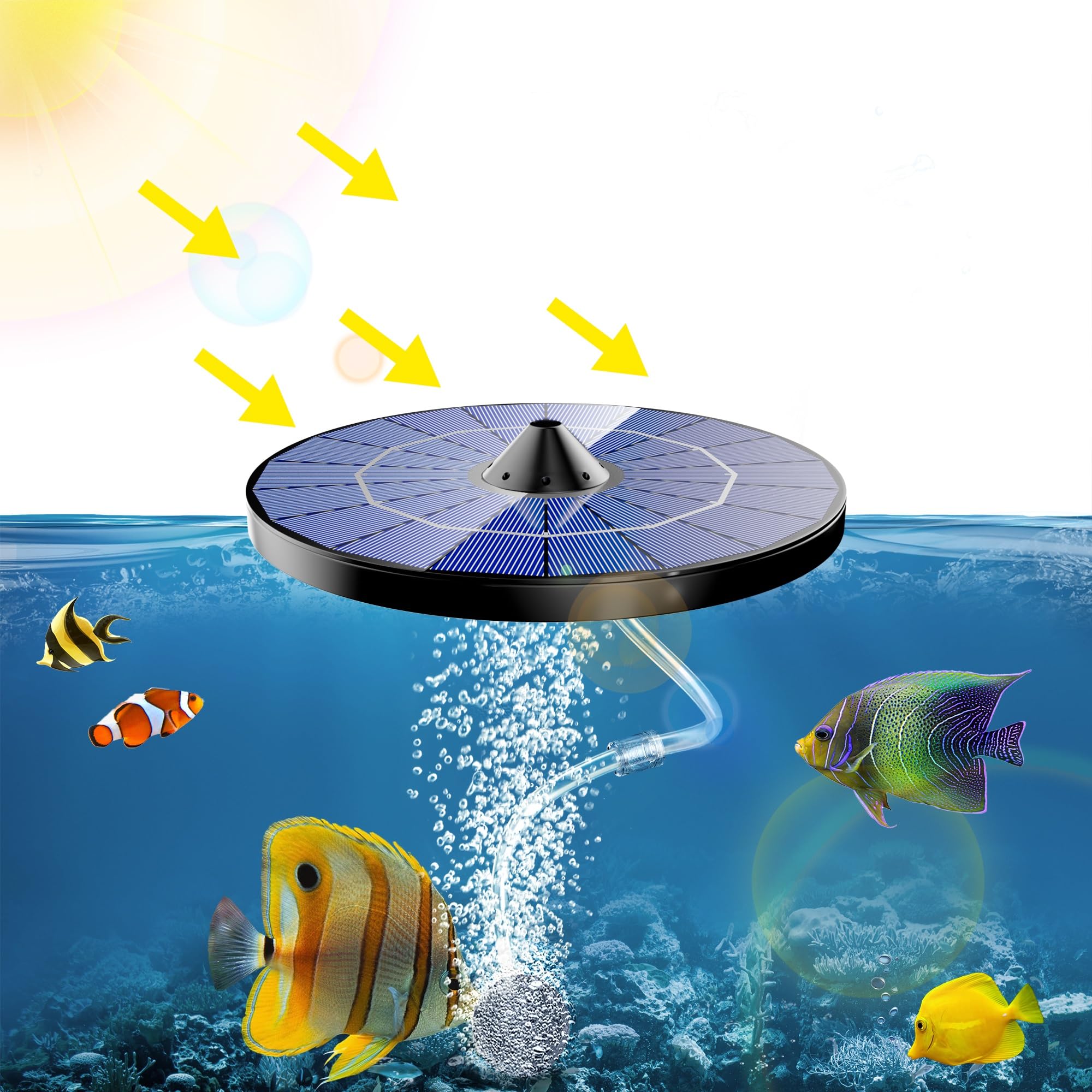 NFESOLAR Solar Aerator for Ponds Outdoor, Integrated Design Solar Air ...
