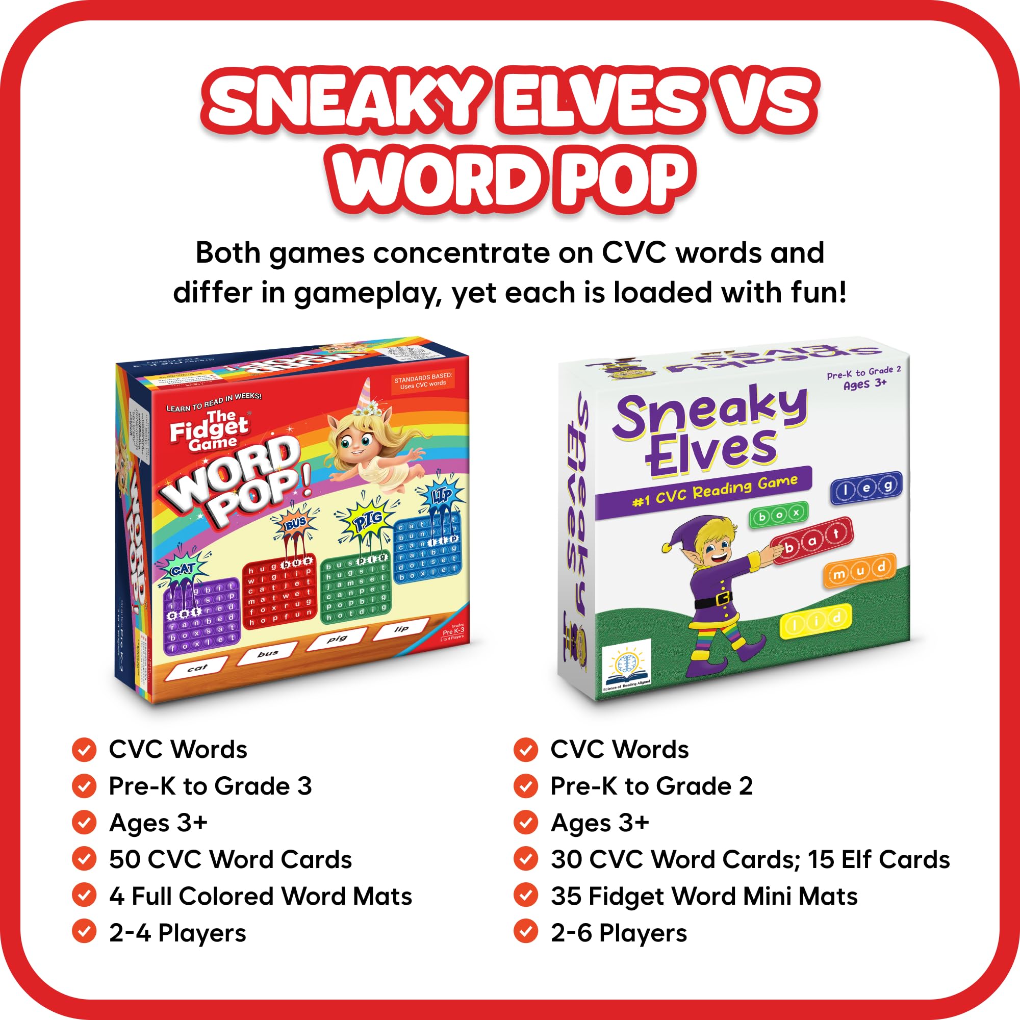 Mua Sneaky Elves CVC Sight Words Game, Mini Pop Sensory Toy to Learn ...