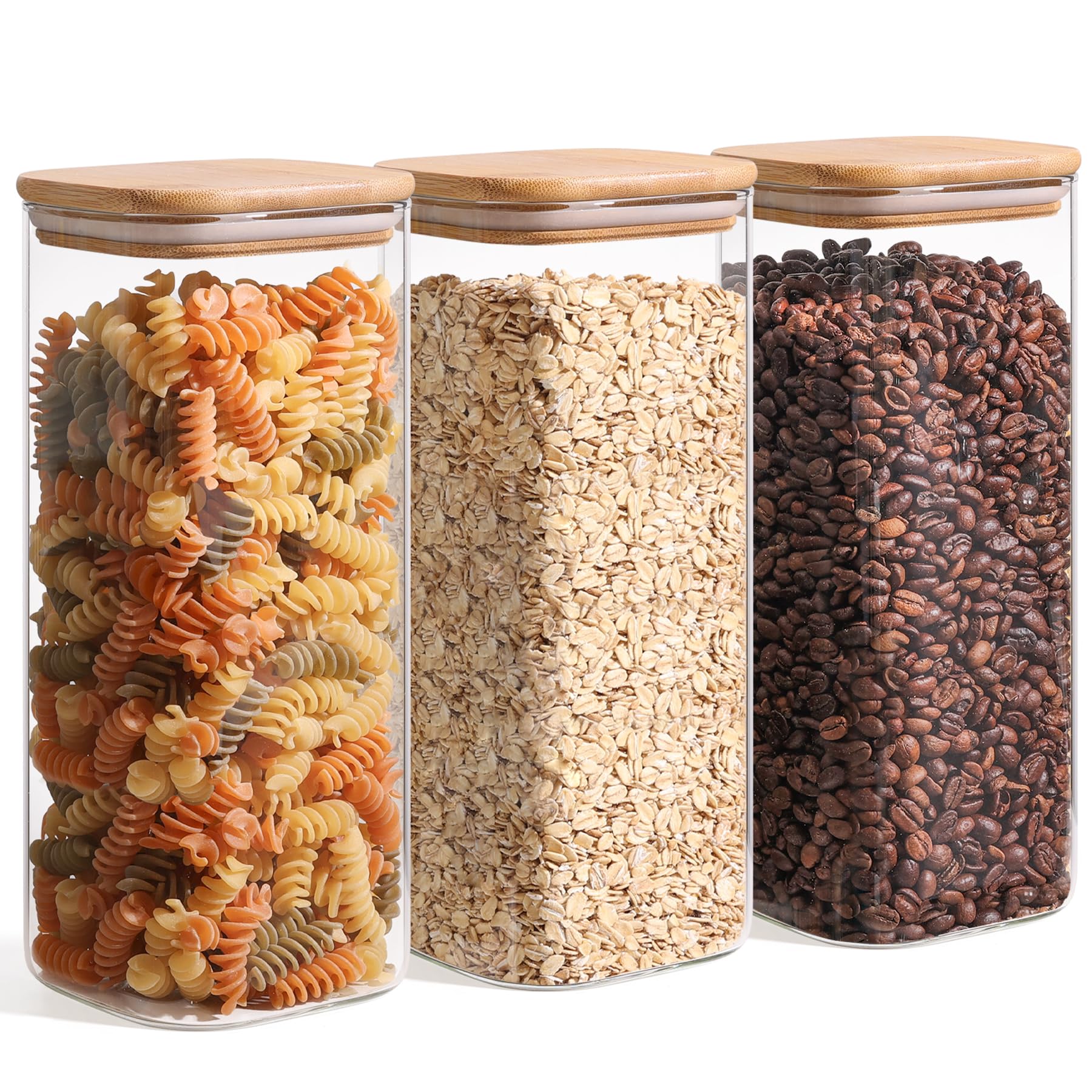 ComSaf 61oz Glass Storage Containers with Lids, Glass Jars with Lids ...