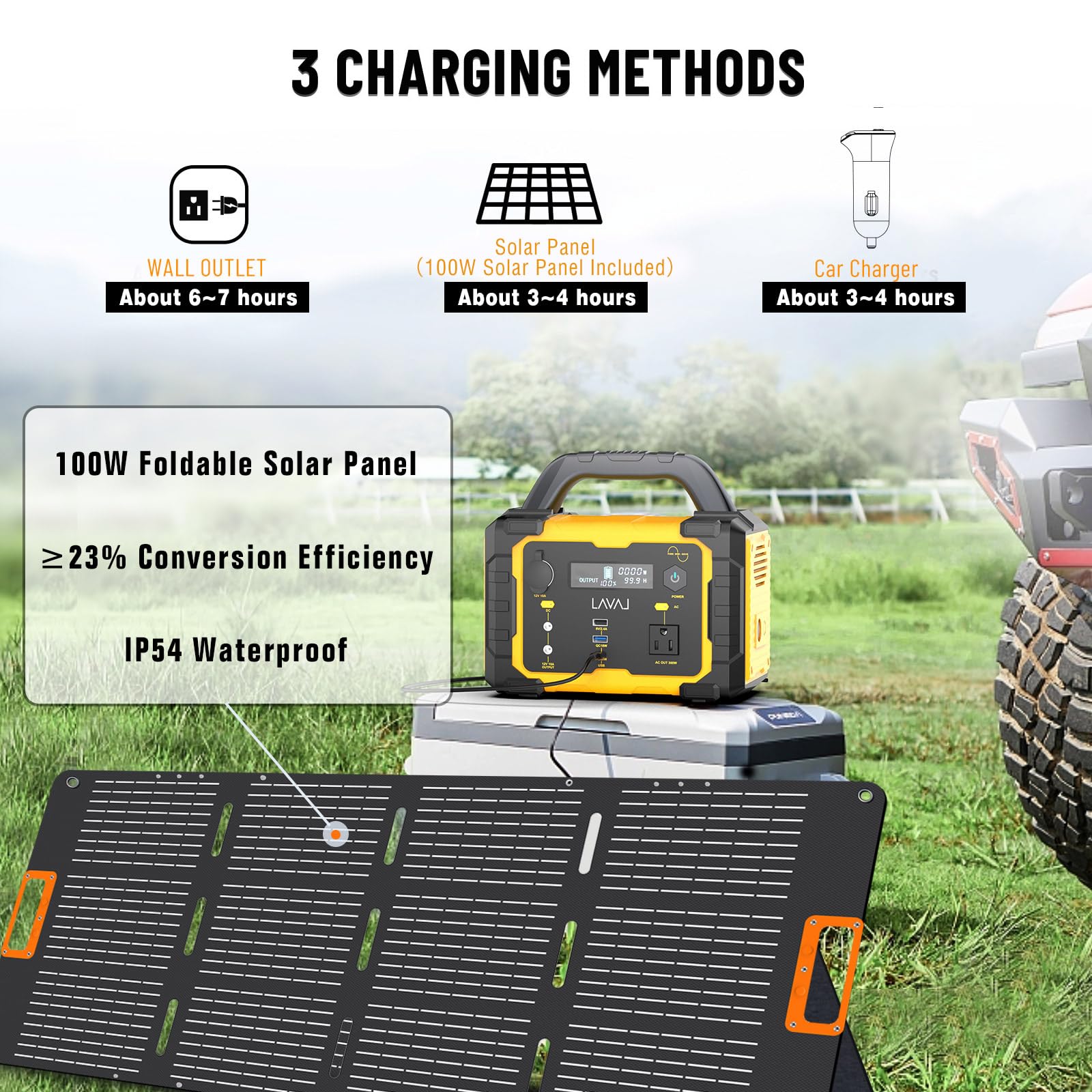 Solar Generator 300W Portable Power Station With 100W Foldable Solar Panel, 294Wh Lithium ...