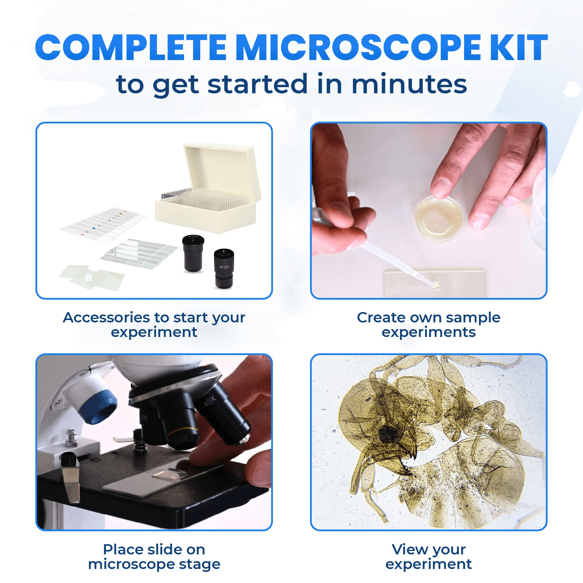 Mua Microscope for Adults 40x-1000x - Complete Microscope Kit – Ideal ...