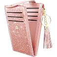 Amazon.com: Womens Smooth Sparkly RFID Blocking Leather Wallet Cute ...