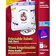 Avery Printable Fabric for Inkjet Printers, White, 5 Sheets (03384 ...