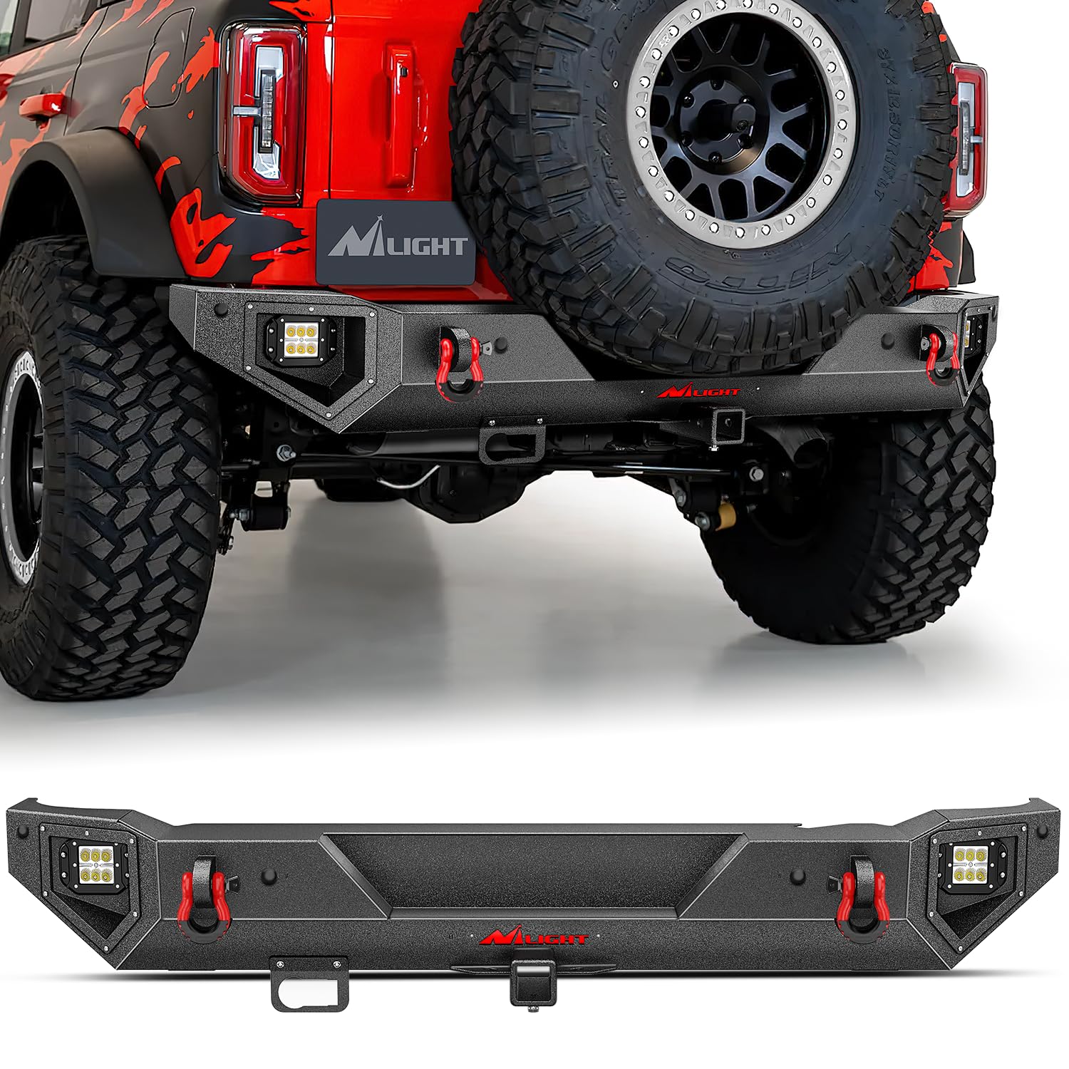 Nilight Rear Bumper Compatible for 2021 2022 2023 2024 Ford Bronco,Rock ...