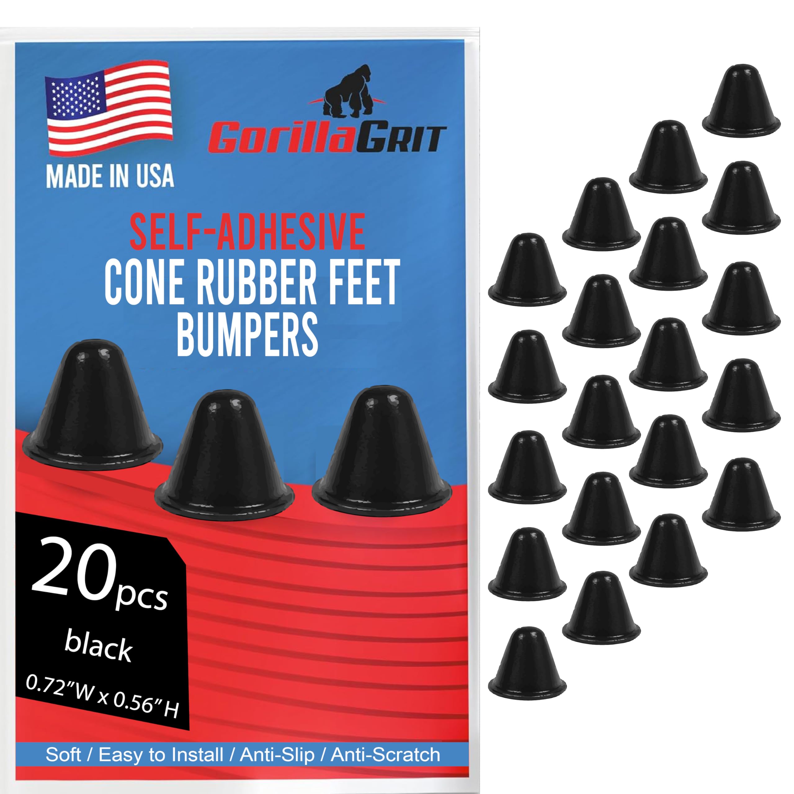 Cone Shaped Black Rubber Bumpers - 20 PC - Made in USA - Rubber Feet ...
