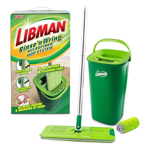 Libman Rinse 'n Wring Mop and Bucket System, Microfiber Dry Wet Mop for ...