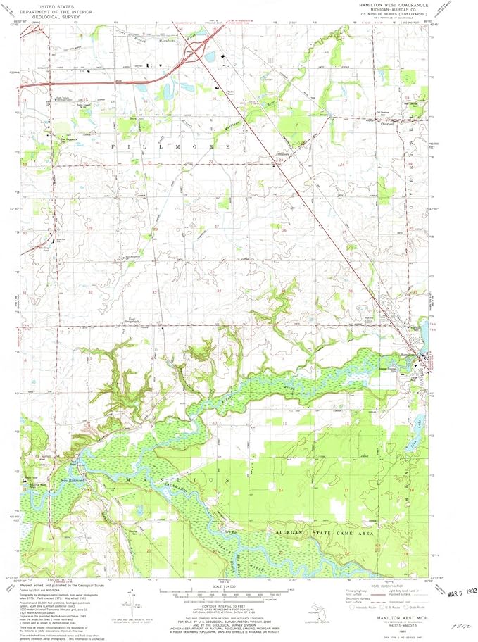Amazon.com: Michigan Maps - 1981 Hamilton West, MI - USGS Historical ...