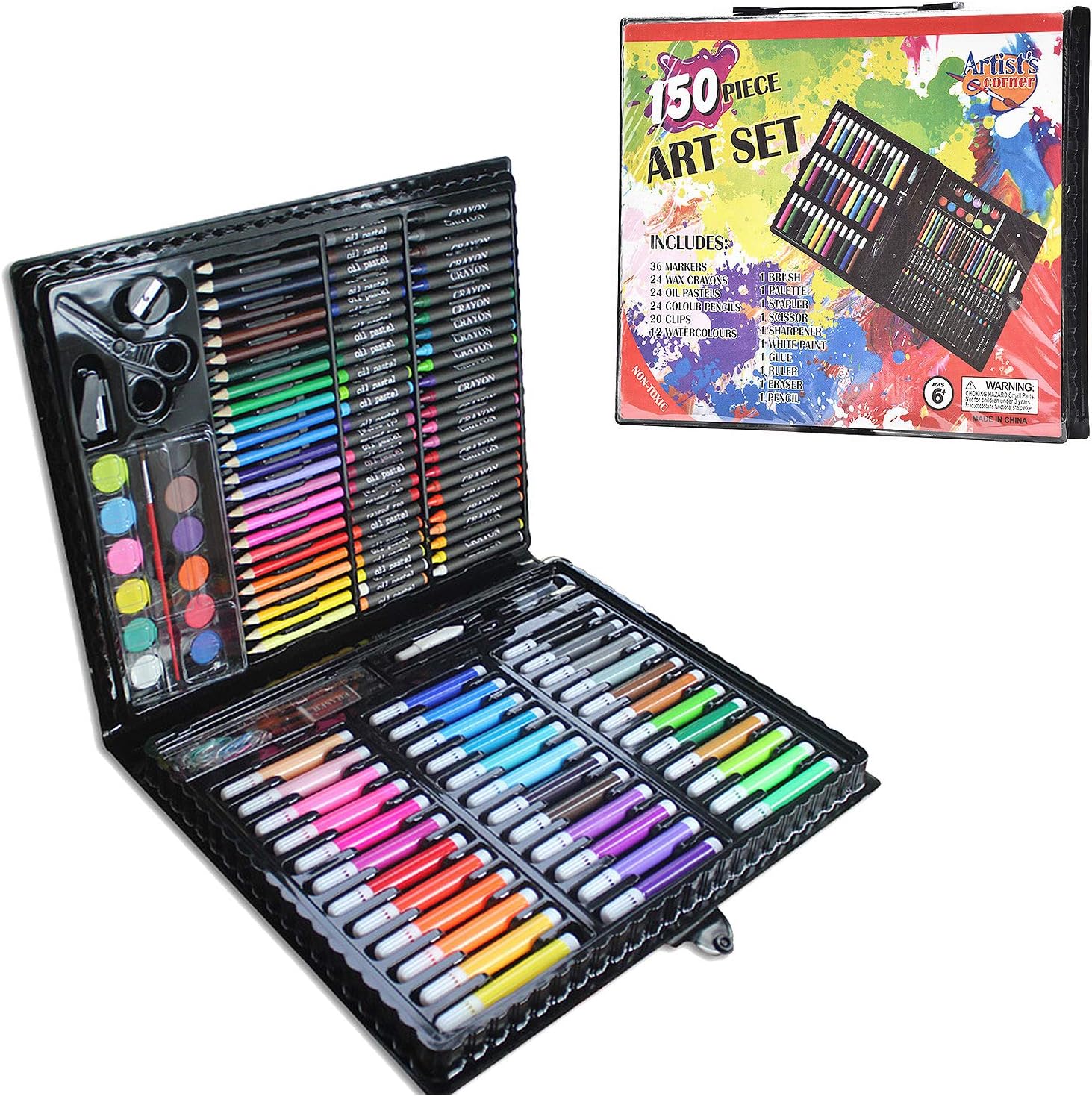 Mostop 150pcs Drawing Pencils Art Set for Kids, Crayons, Watercolors ...