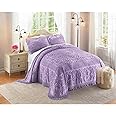 Amazon.com: Montgomery Ward Emily Floral Chenille Bedspread, Soft Cotton Comforter Set, Queen ...