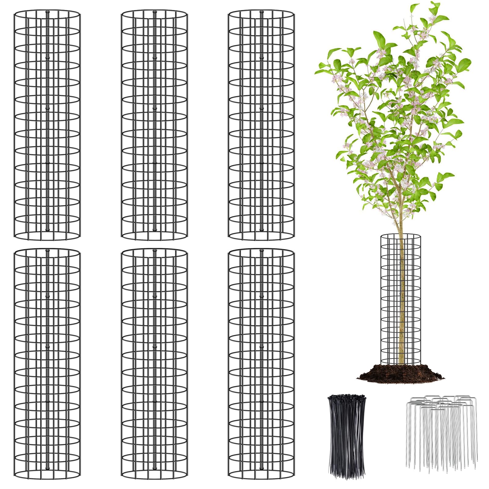 6PCS 16.5'' Metal Tree Bark Protector Guard, Mesh Tree Trunk Protectors ...