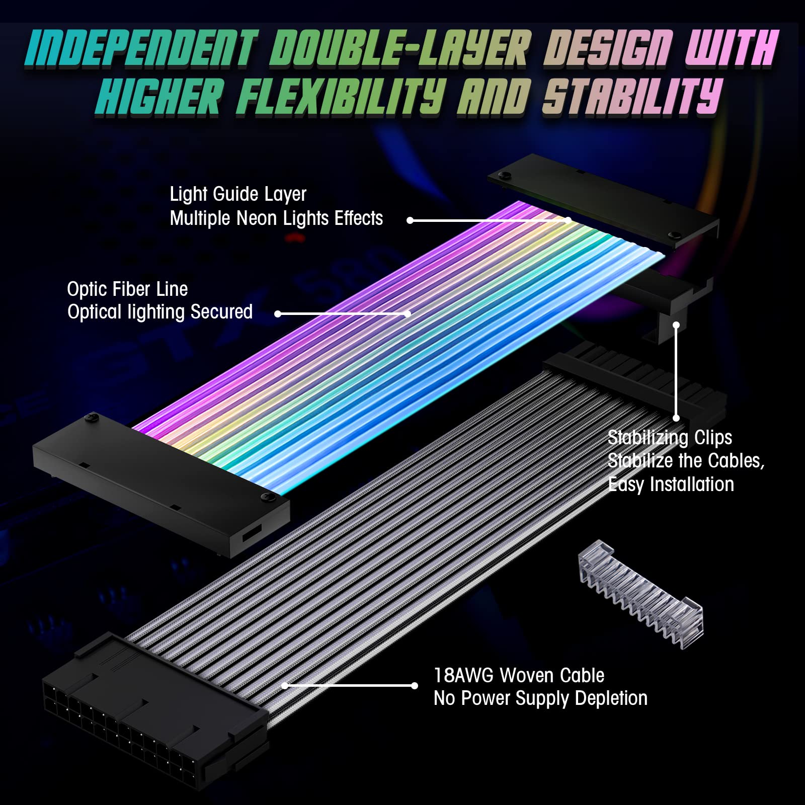 Mua 24 Pin ATX Addressable RGB Power Extension Cable, 18AWG RGB PC ...