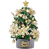 Amazon.com: Juegoal Pink Mini Christmas Tree, 24 Inch/2 FT Lighted Tabletop Artificial Xmas Pine ...