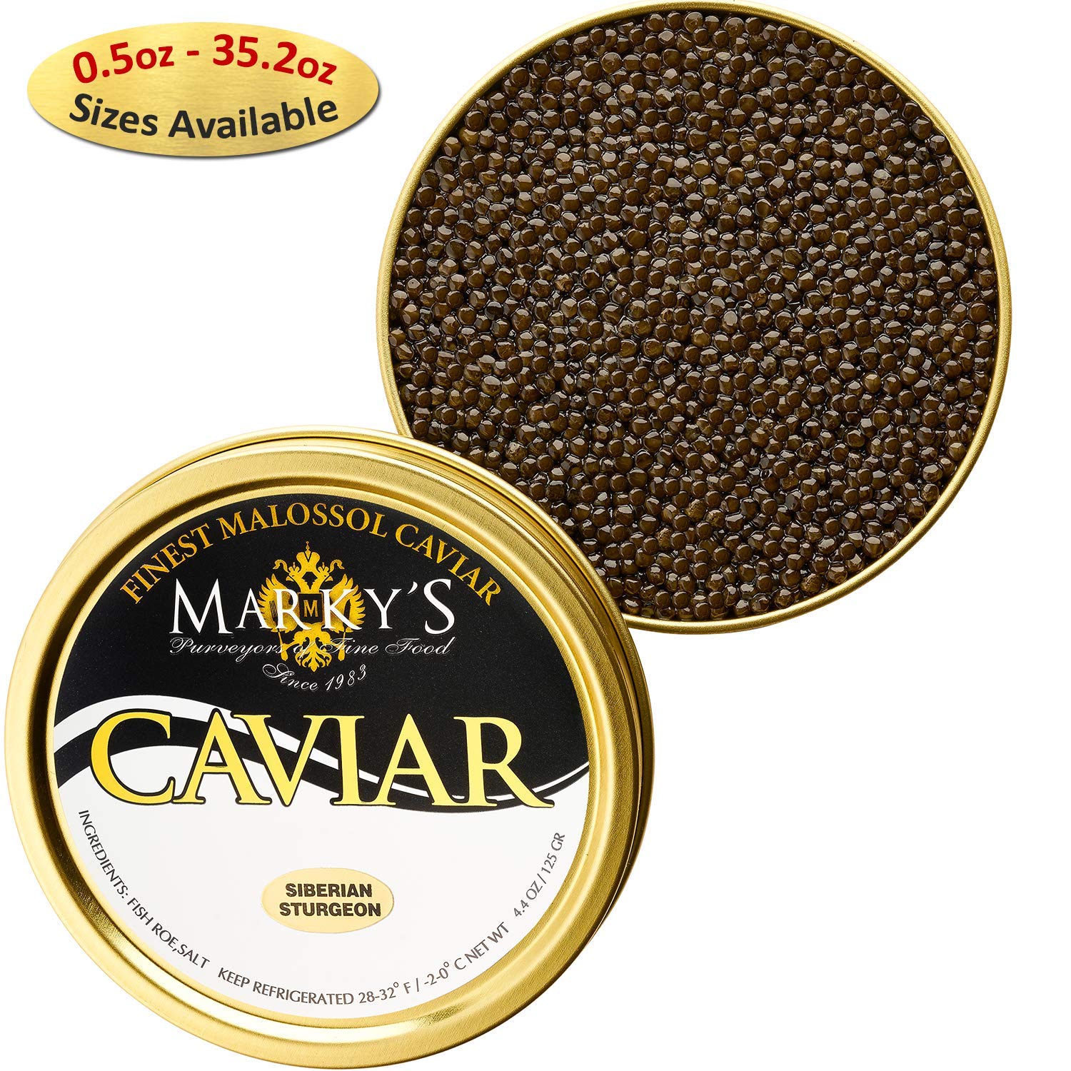 Marky’s Baerri Osetra Siberian Sturgeon Black Caviar - 4 oz - Malossol ...