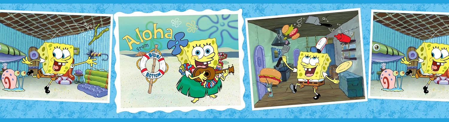 Brewster 147B02105 Nickelodeon Sponge Bob Post Card Wall Border ...