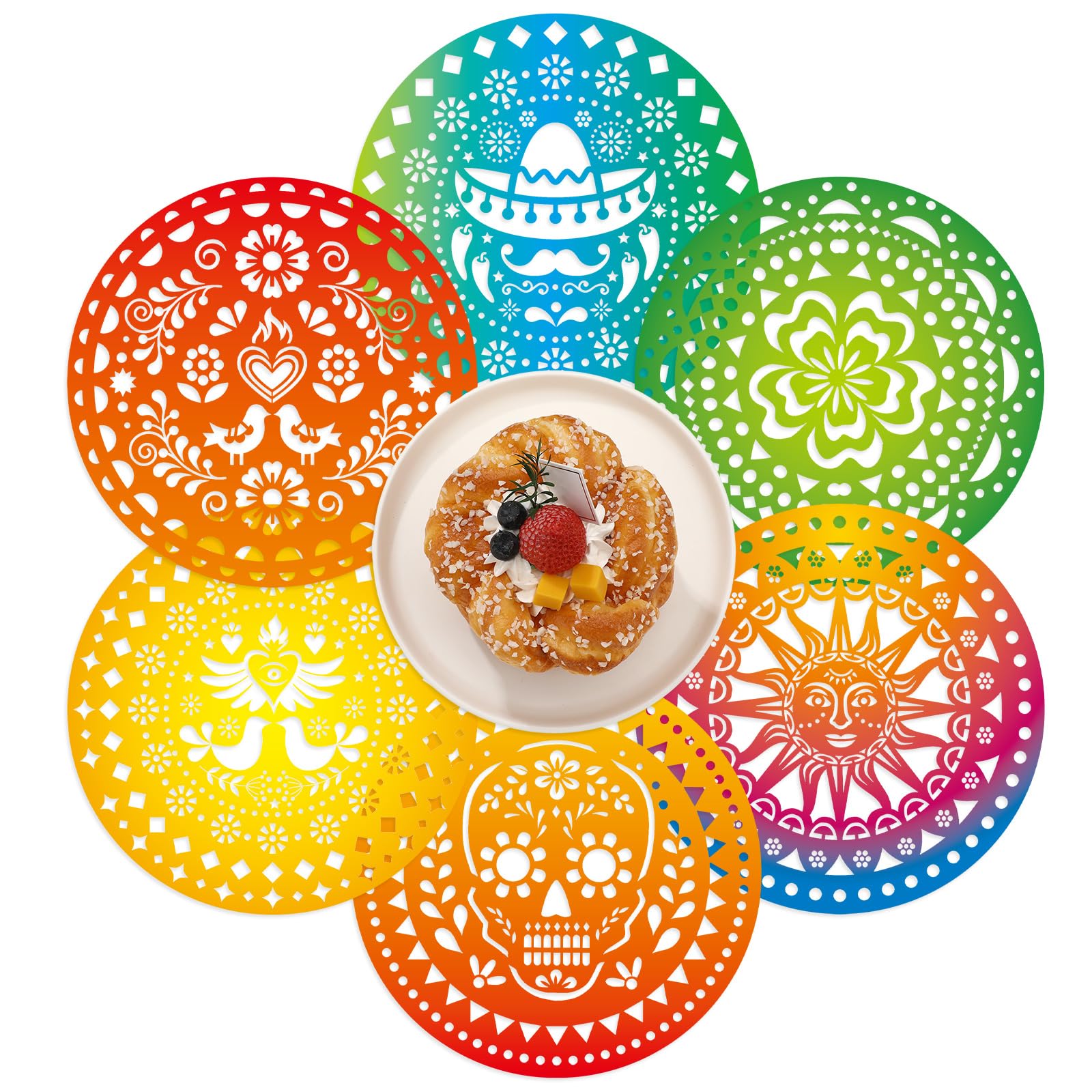 Hushee 48 Pcs 13 Inch Fiesta Placemats Cinco De Mayo Decorations ...