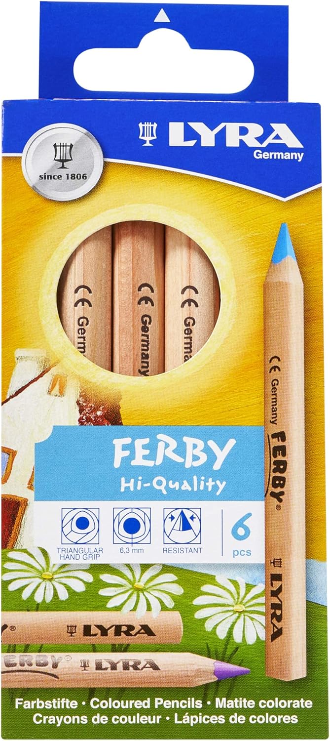 Amazon.com : LYRA Ferby Unlacquered Triangular Colored Pencils, 6.25 ...
