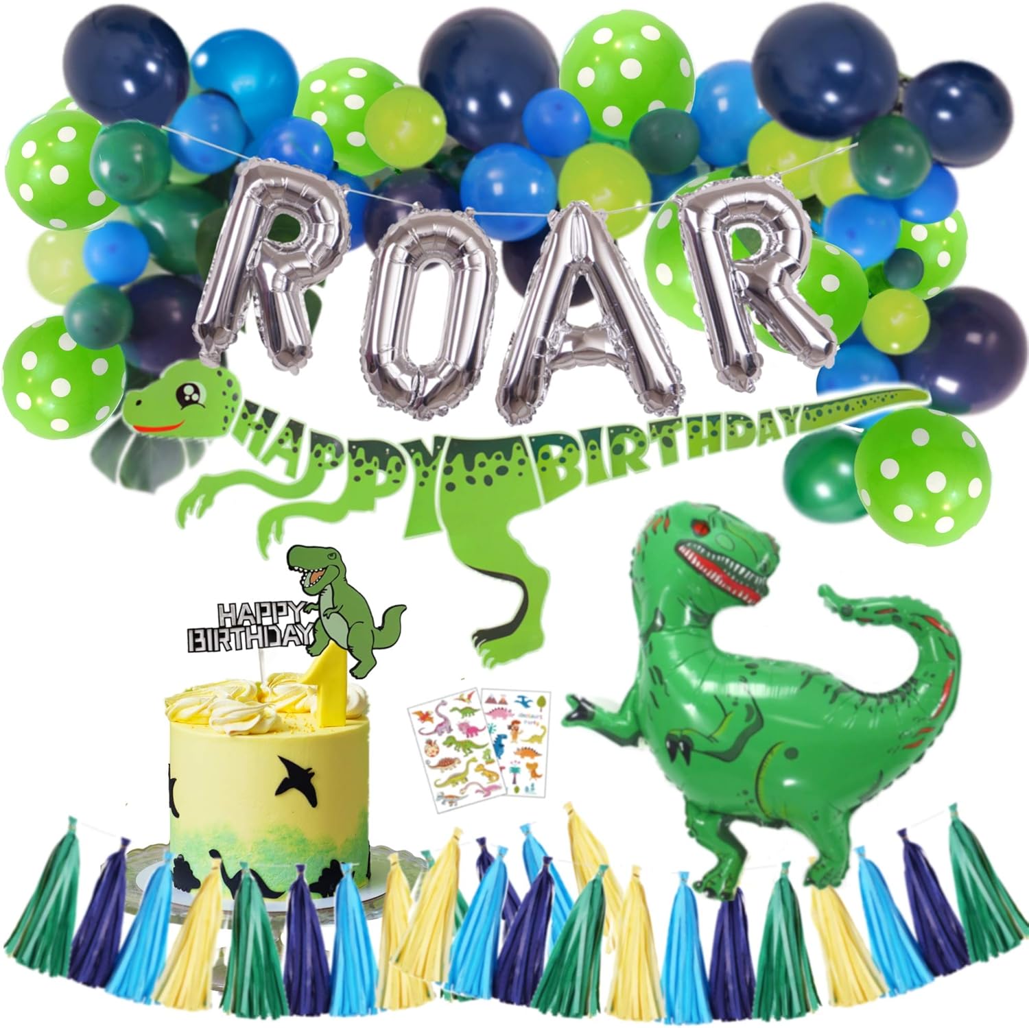 Glittery Dinosaur Happy Birthday Banner Dinosaur Theme Birthday Party 