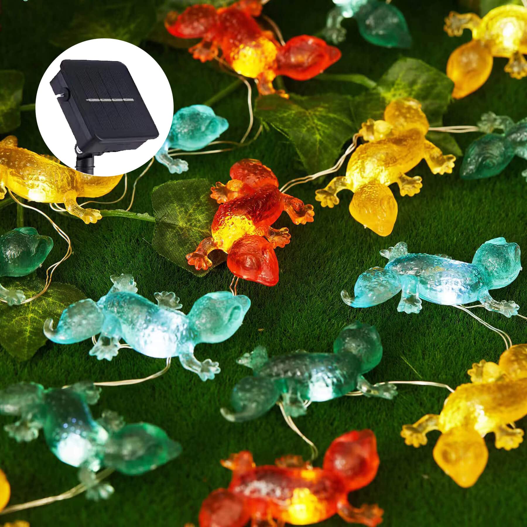 Bartlett Solar Garden Lights Outdoor Gecko Fairy Lights Solar Powered ...