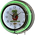 Amazon.com: Rat Fink Nostalgic Green Double Neon Lighted Wall Clock ...