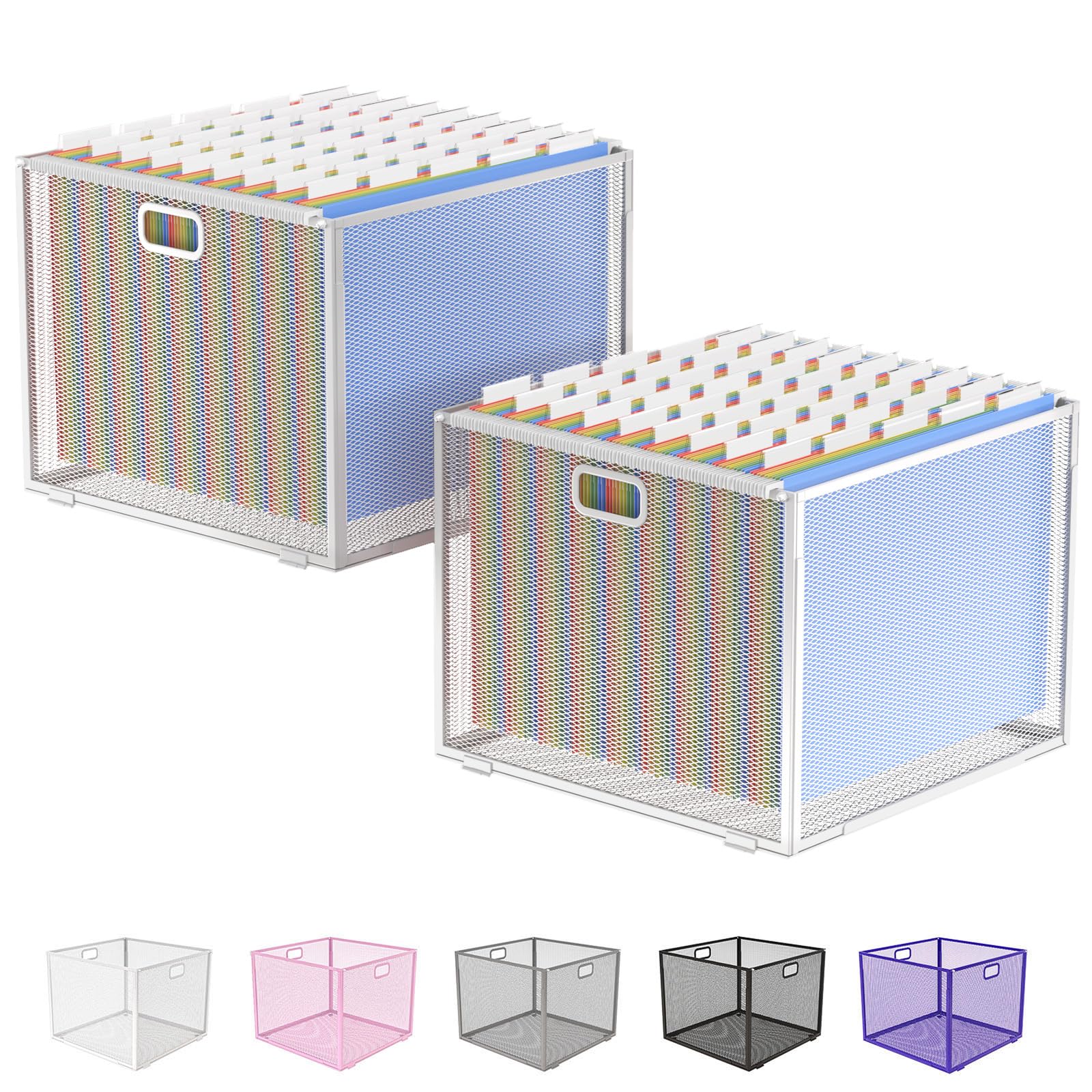 Oterri Metal Hanging File Crate, Portable Desktop Organizer for Letter ...