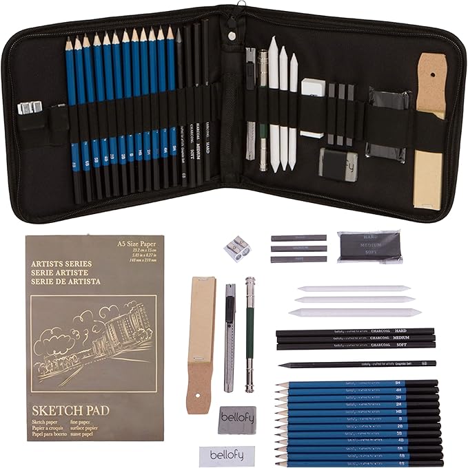 33-piece Professional Art Kit - Drawing and Sketch Kit with Pencils ...