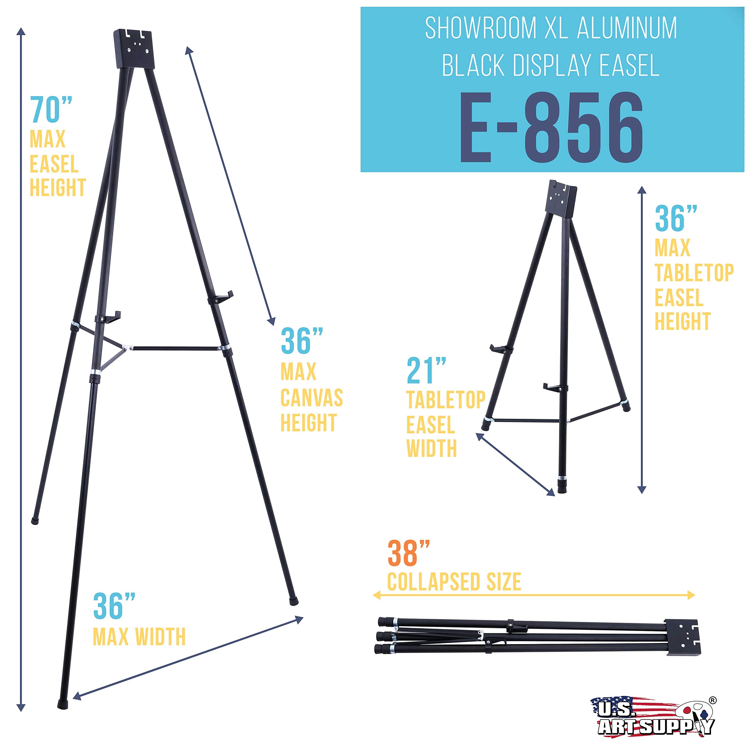 U.S. Art Supply 70" High Showroom XL Aluminum Display Easel, Holds 45 ...