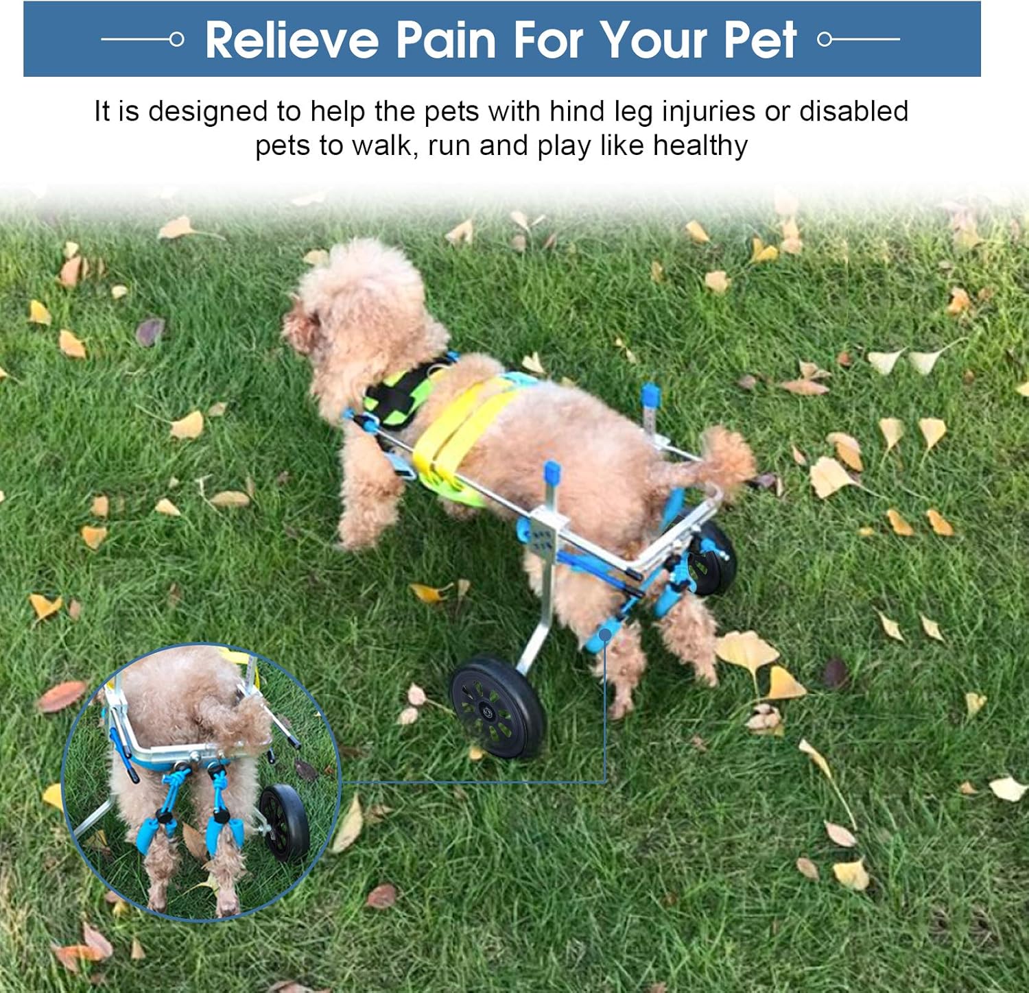 Adjustable Dog Assisted Walk Car, Pet Wheelchair Cart, Disabled Pet ...