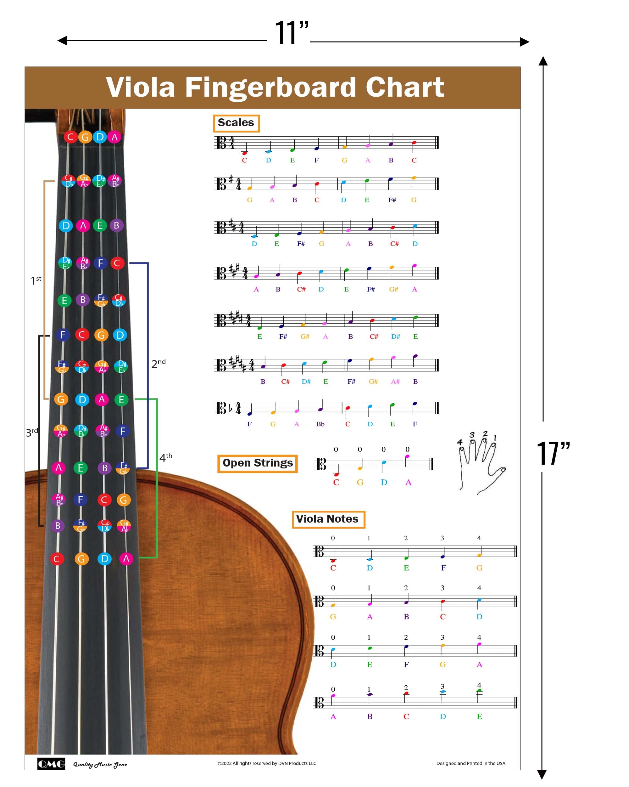 Mua Viola Fingering Chart with Color-Coded Notes, Viola Scales ...