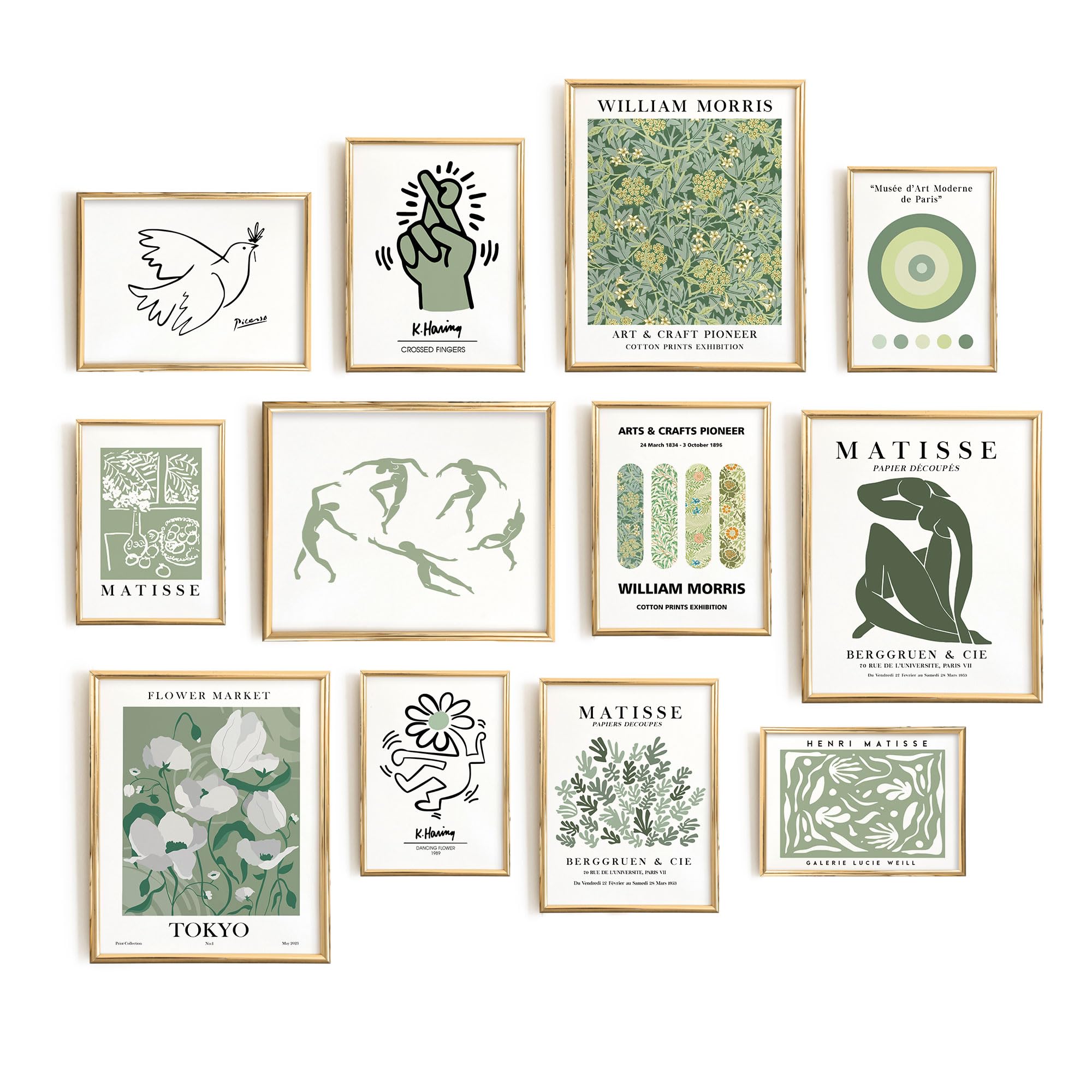 Lucky Numen Set 12 Sage Green Wall Art - William Morris Wall Art ...