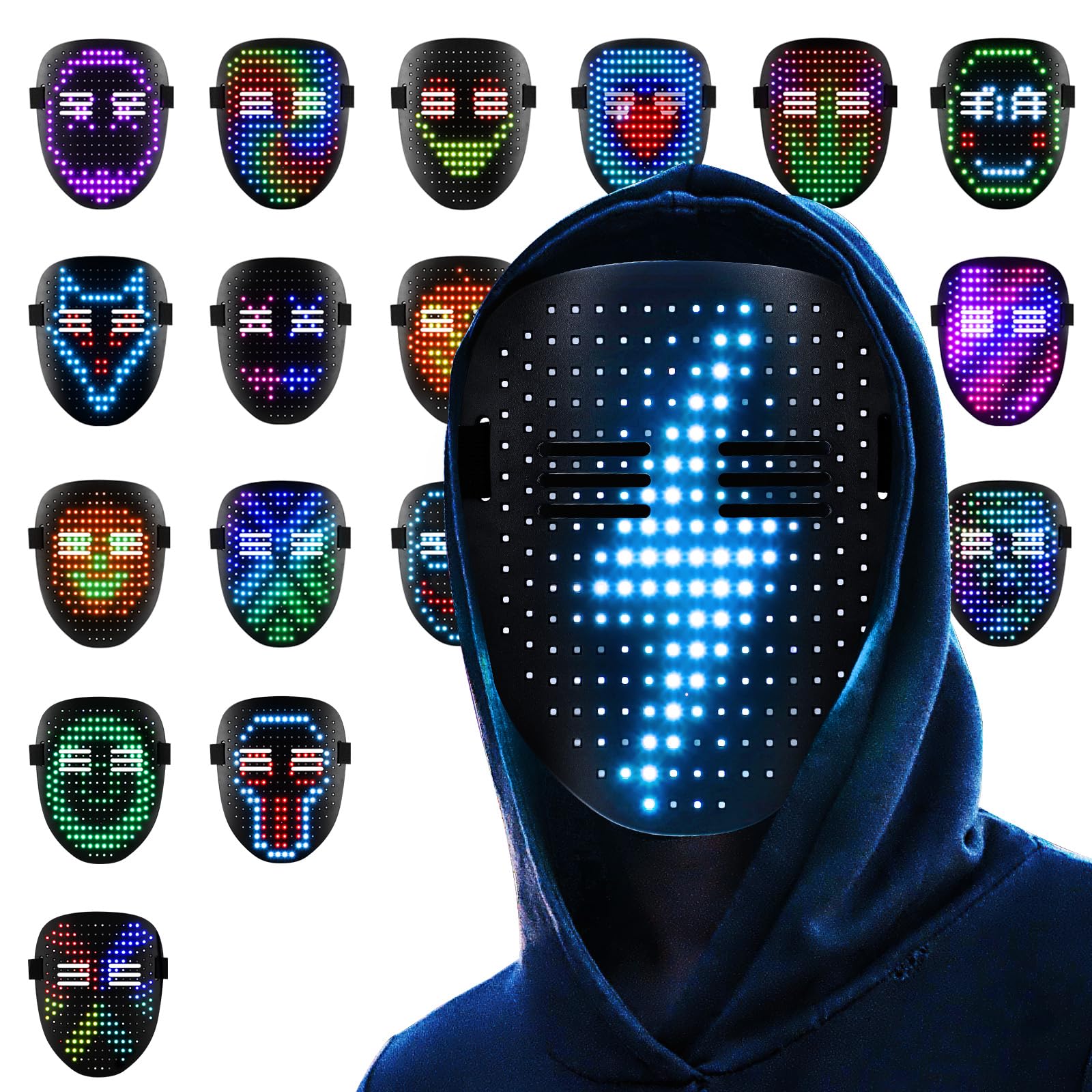 BAISEMAIN Led Mask with Gesture Sensing Led Face Mask Costumes for ...