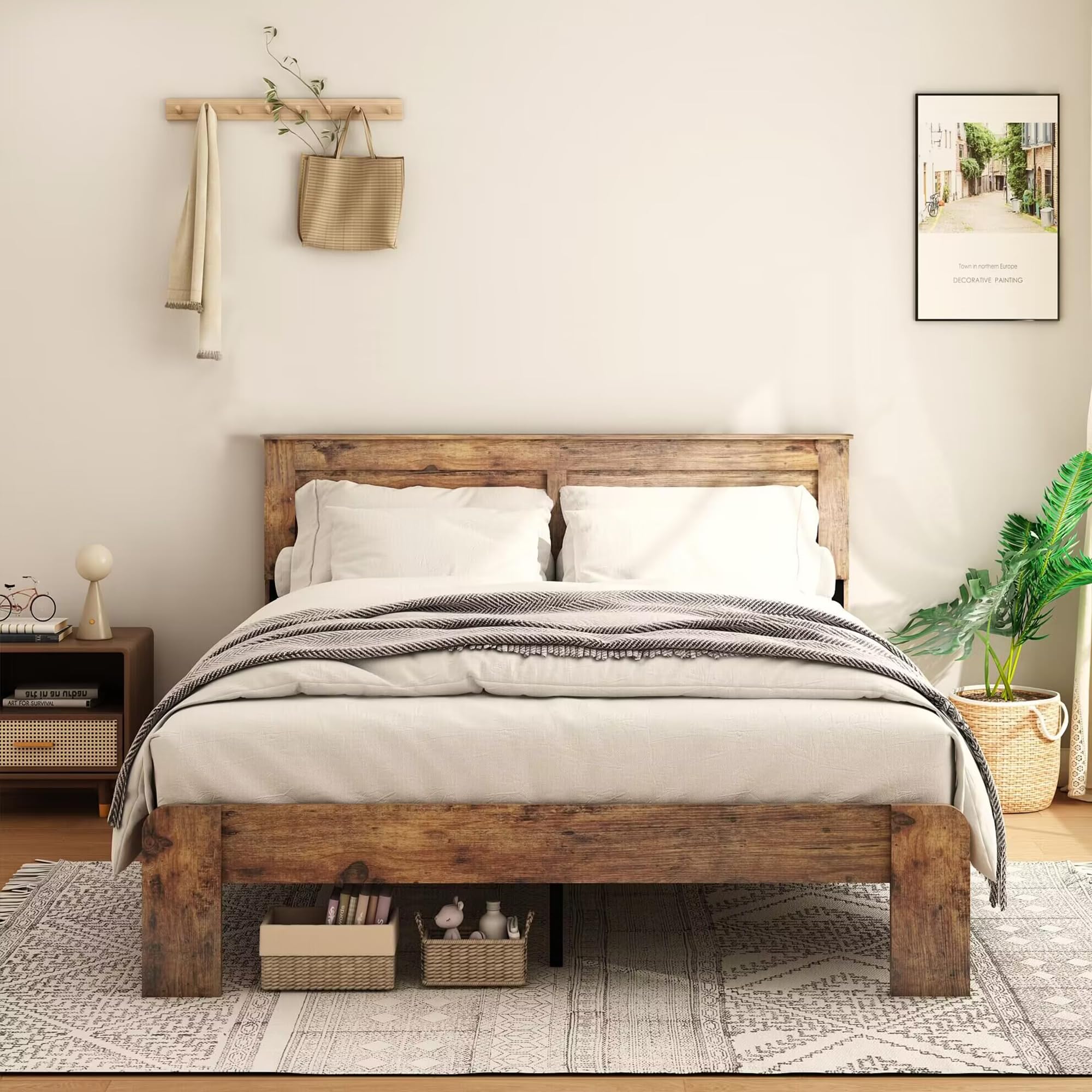 STOCK PHOTO FOR REFERENCE** King Size Bed Frame, Rustic Vintage ...