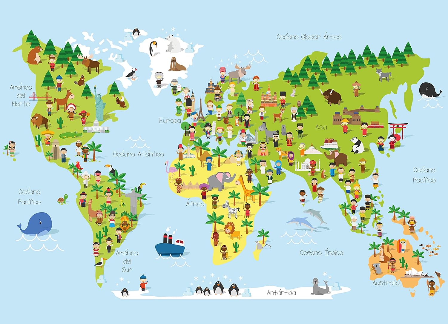 Lámina Mapamundi Cultural Multicolor (100_x_70_cm): Amazon.es: Hogar