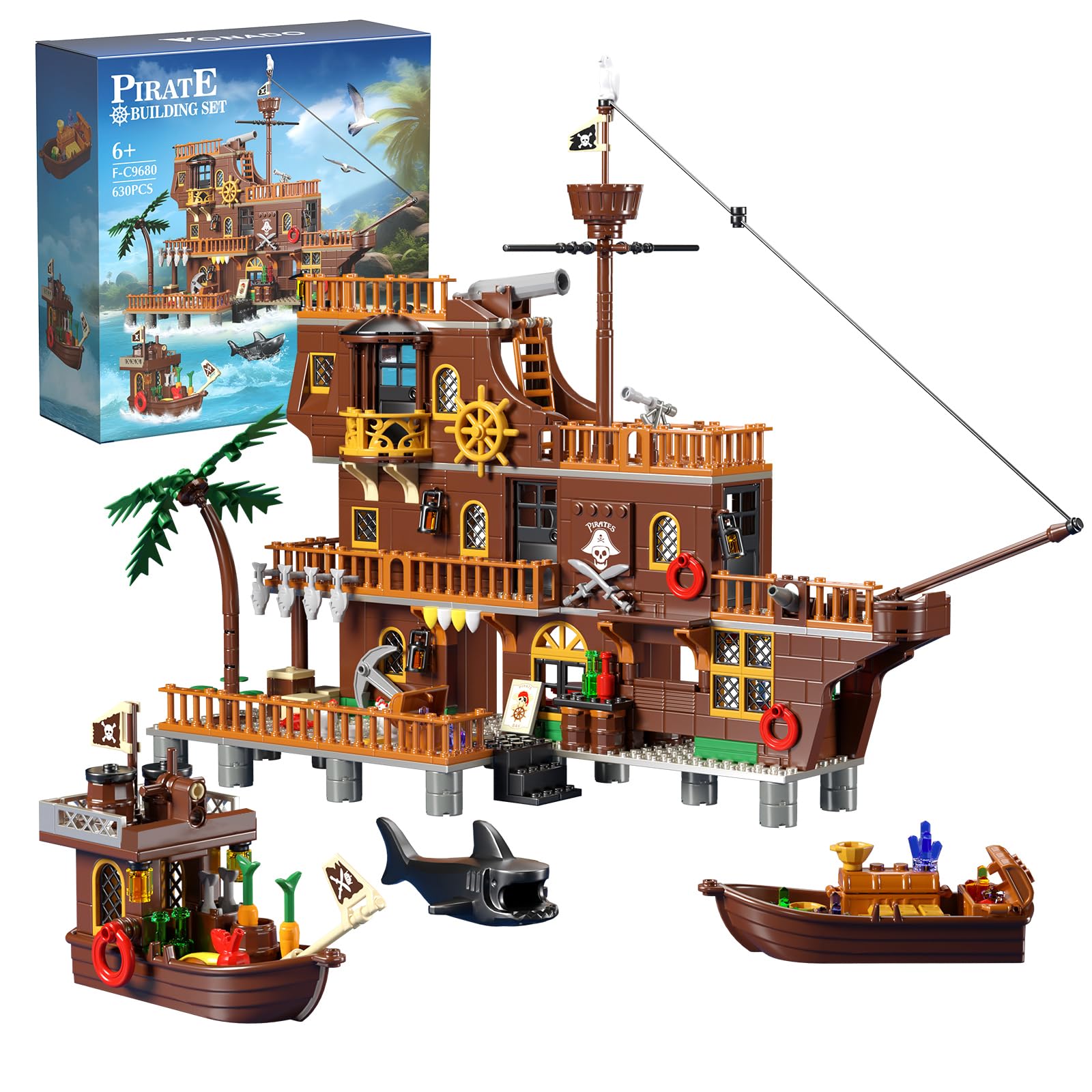 Lego Ship HOGOKIDS Pirate Ship Building Set With LED Light - 781 Piece ...