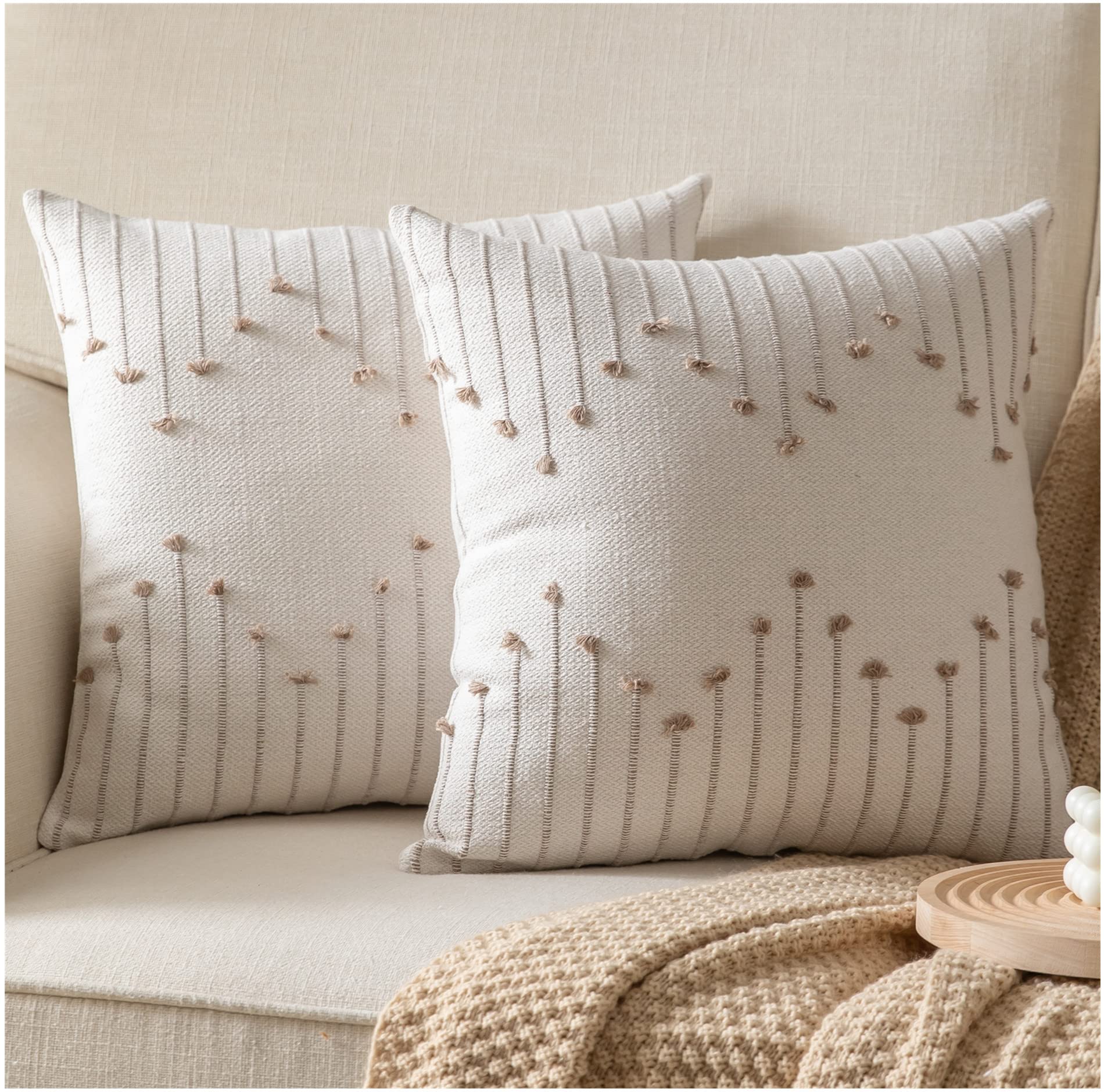 Boho Throw Pillow Covers 22x22 Set of 2 Decorative Pillows for Bed ...