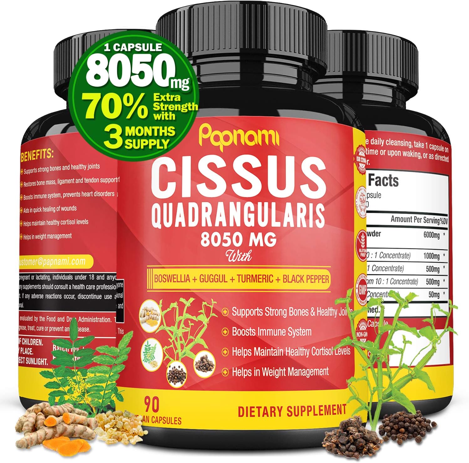 Amazon.com: Organic Super Cissus Quadrangularis Capsules 8050mg with ...