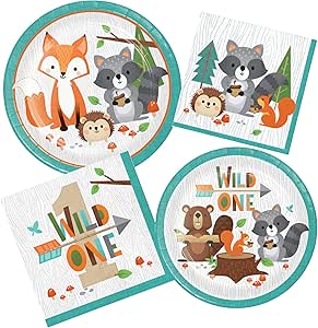 Amazon.com: TLP Online Woodland Animals Themed 1st Birthday Party ...