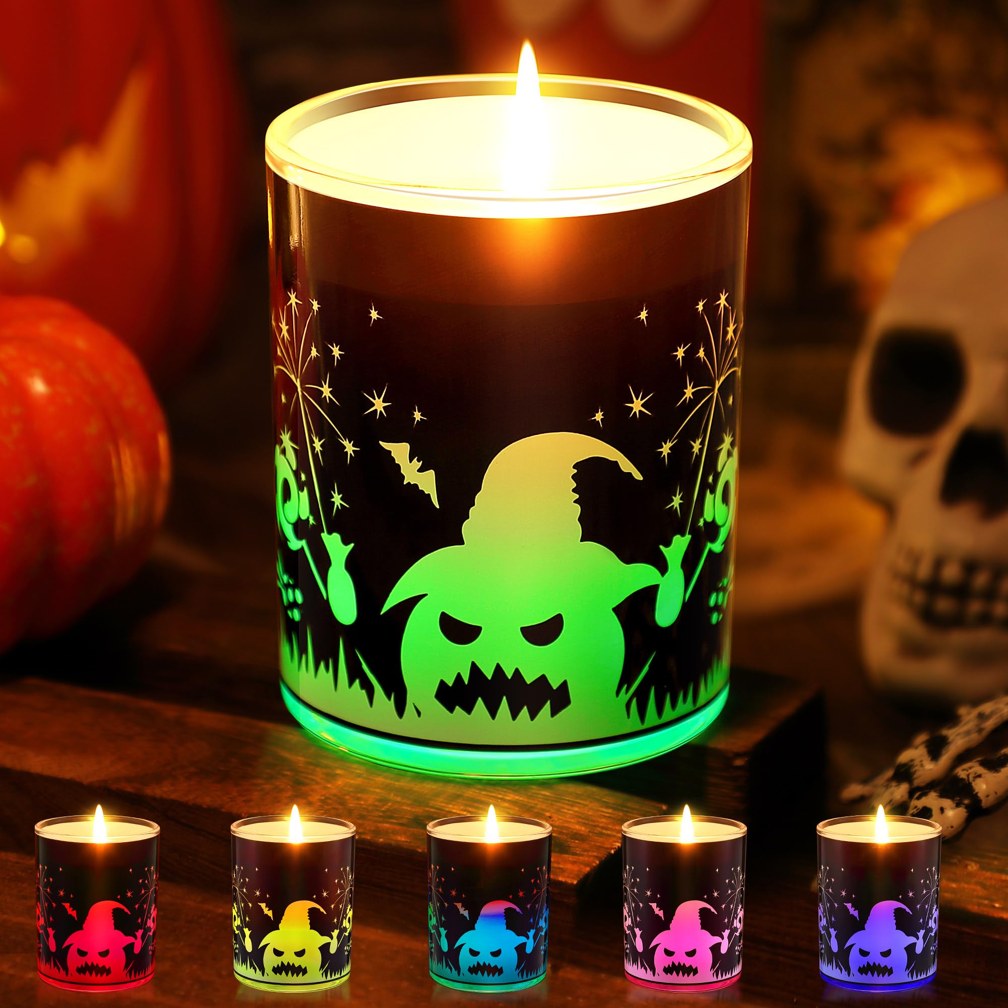 ElectricWise Halloween Scented Ghost Candles with Color Sensor Light ...