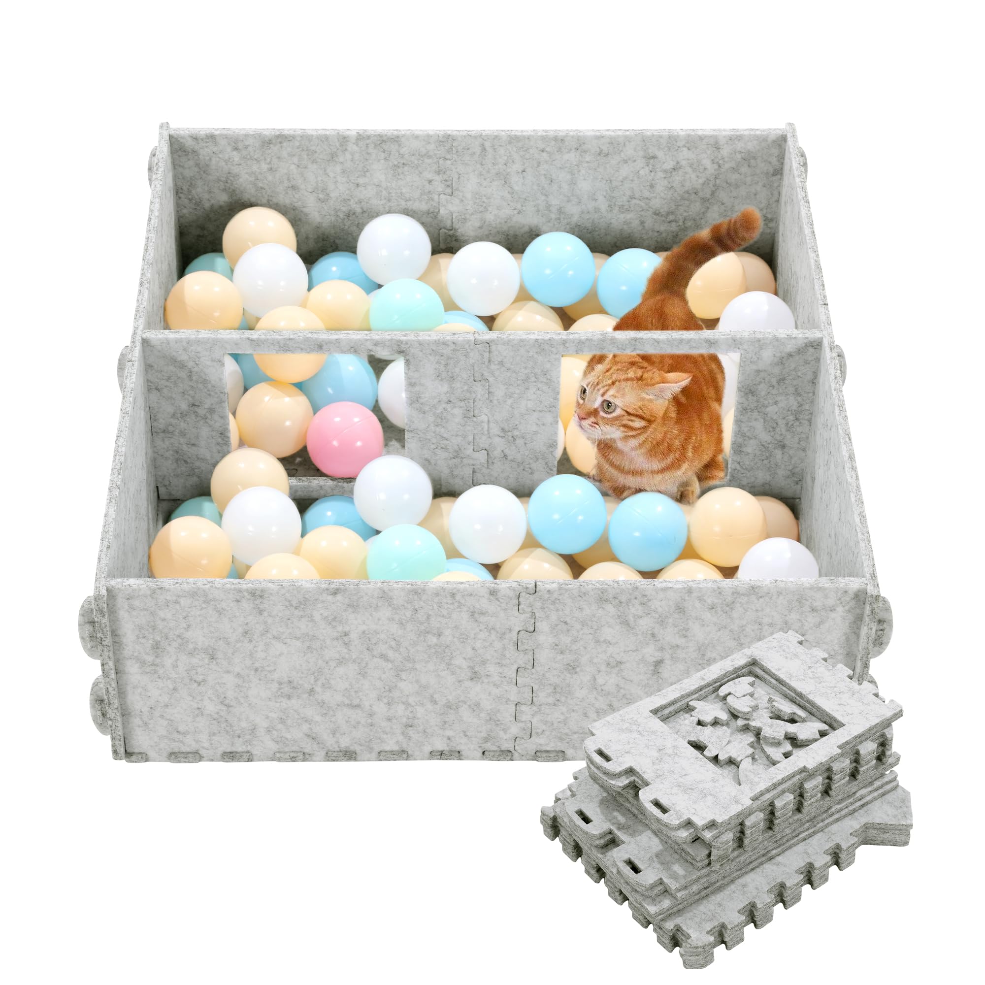 MABOZOO Large Cat Ball Pit wiht Samll Doors,23.6 Inch Foldable Ball Pit ...
